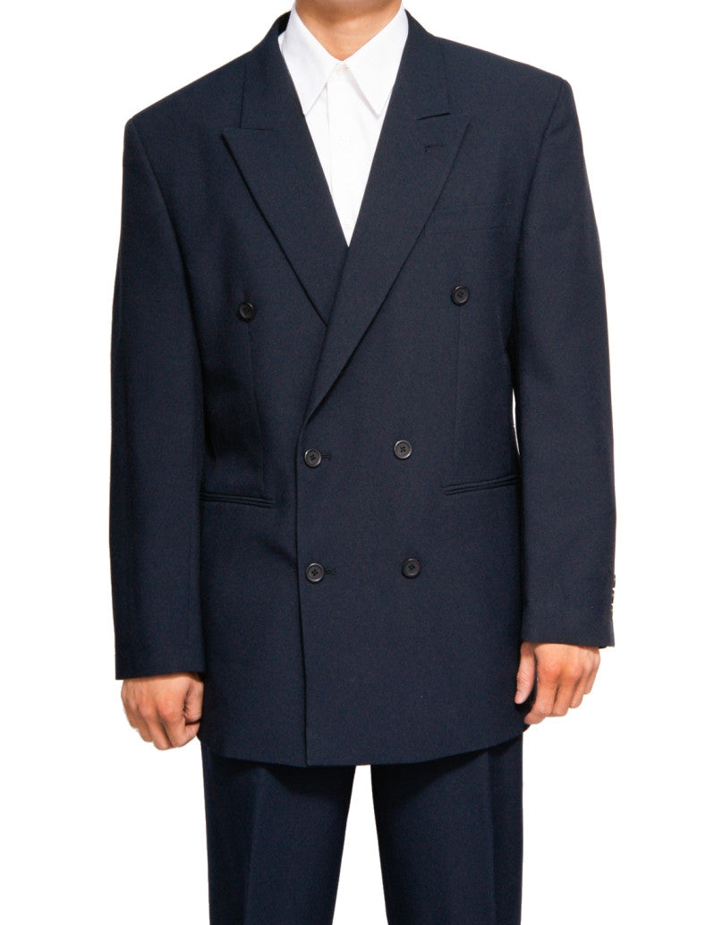 Men's Double Breasted Six Button Formal Navy Blue Dress Suit – New Era ...
